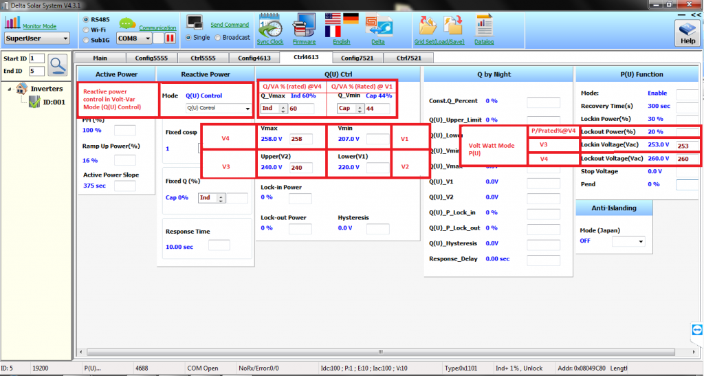 Inverter Response Modes – Volt Watt / Volt Var – Delta Support